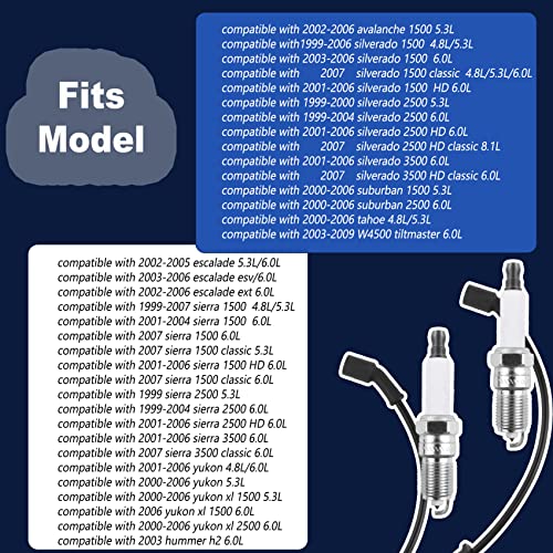 Professional Spark Plug Wires Set 41-962 and 9748HH, Replace OE 9748HH, WGM48, 88862397, 88862385, 19297035 for LS2 LS3 LS4 LS7 V8 Engines