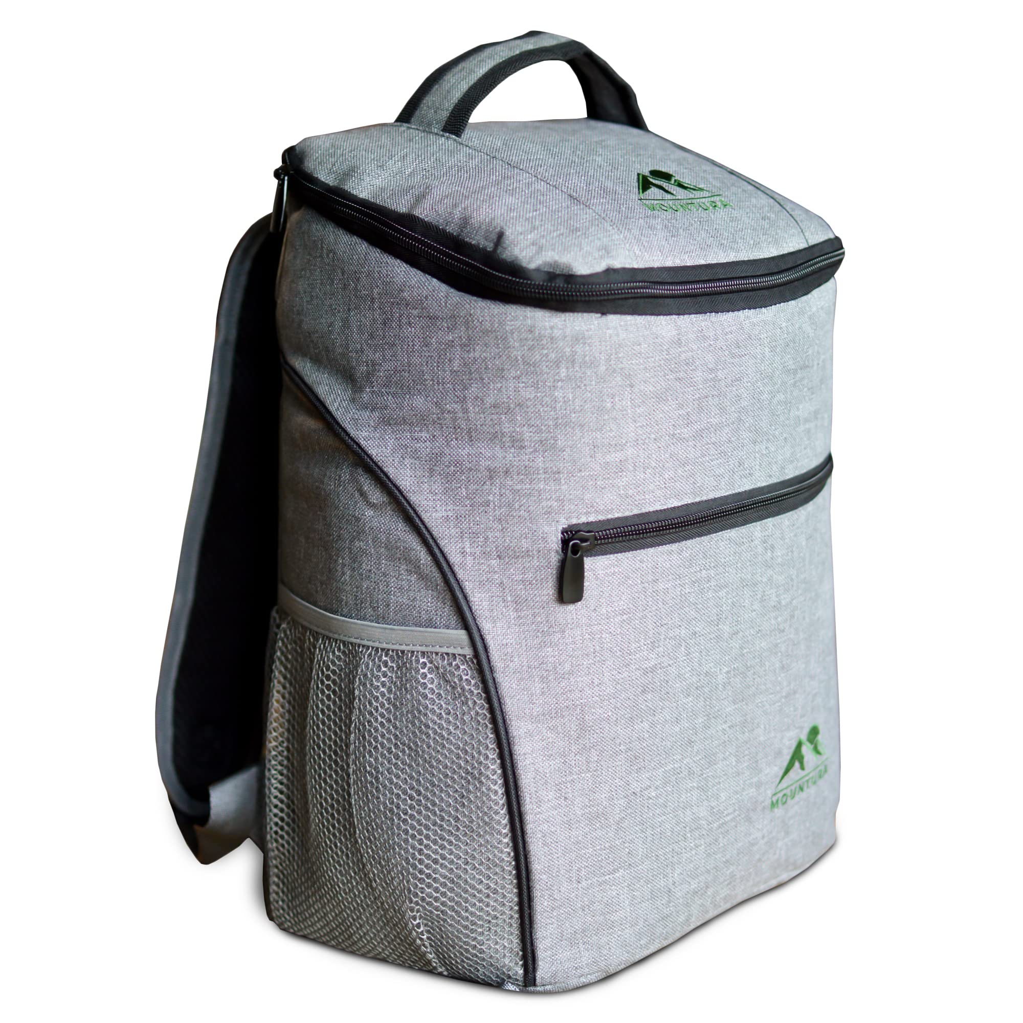 Mountura Lightweight Grey Insulated Backpack, Leak-Proof Backpack with Cooler for Hiking, Work, Picnics, Camping, Beach and Day Trips, 22-Can Carry Capacity, Medium