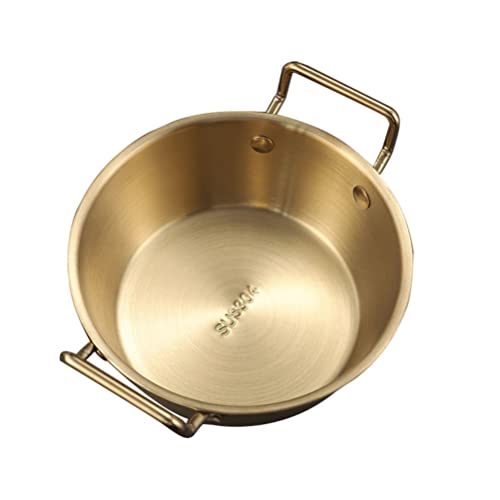 Stainless Steel Bowl with Handle Fruit Salad Bowl Saucepan Milk Pot Small Cooking Pot French Fries Fast Food Basket Snack Bowl Food Serving Bowl for Hot Dogs Deli Chicken Burgers Sandwiches 12cm