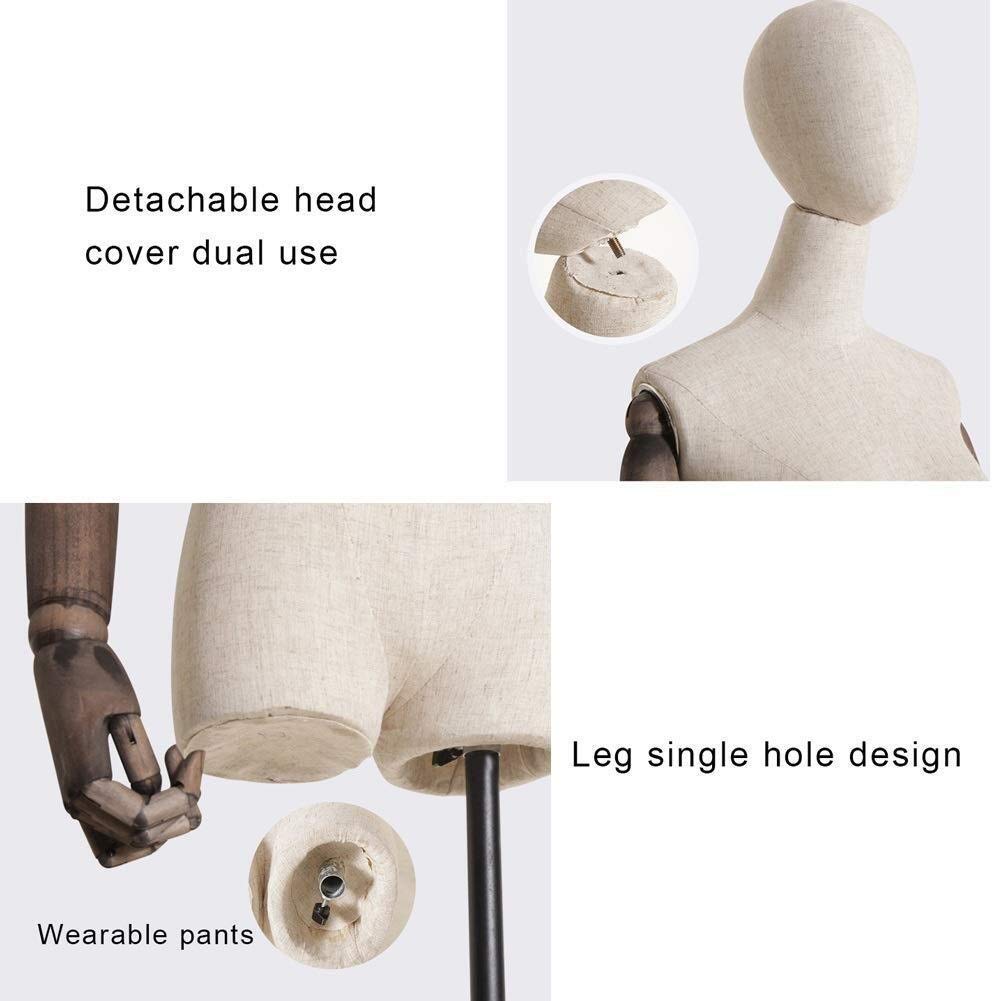 Mannequin Torso Mannequin Dress Form Torso Female Tailors Dummy Dressmakers Dummies Fashion Students Display Bust with Solid Wood Arm Height Adjustable for Apparel Jewelr