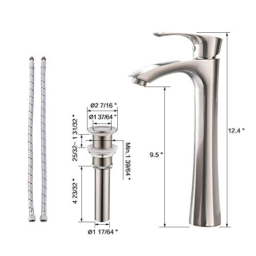 VOKIM Oval White Ceramic Vessel Sink and Faucet Combo -16" x 13" Modern Egg Shape Above Counter Bathroom Vanity Bowl,Brushed Nickel Faucet Matching Pop Up Drain Combo