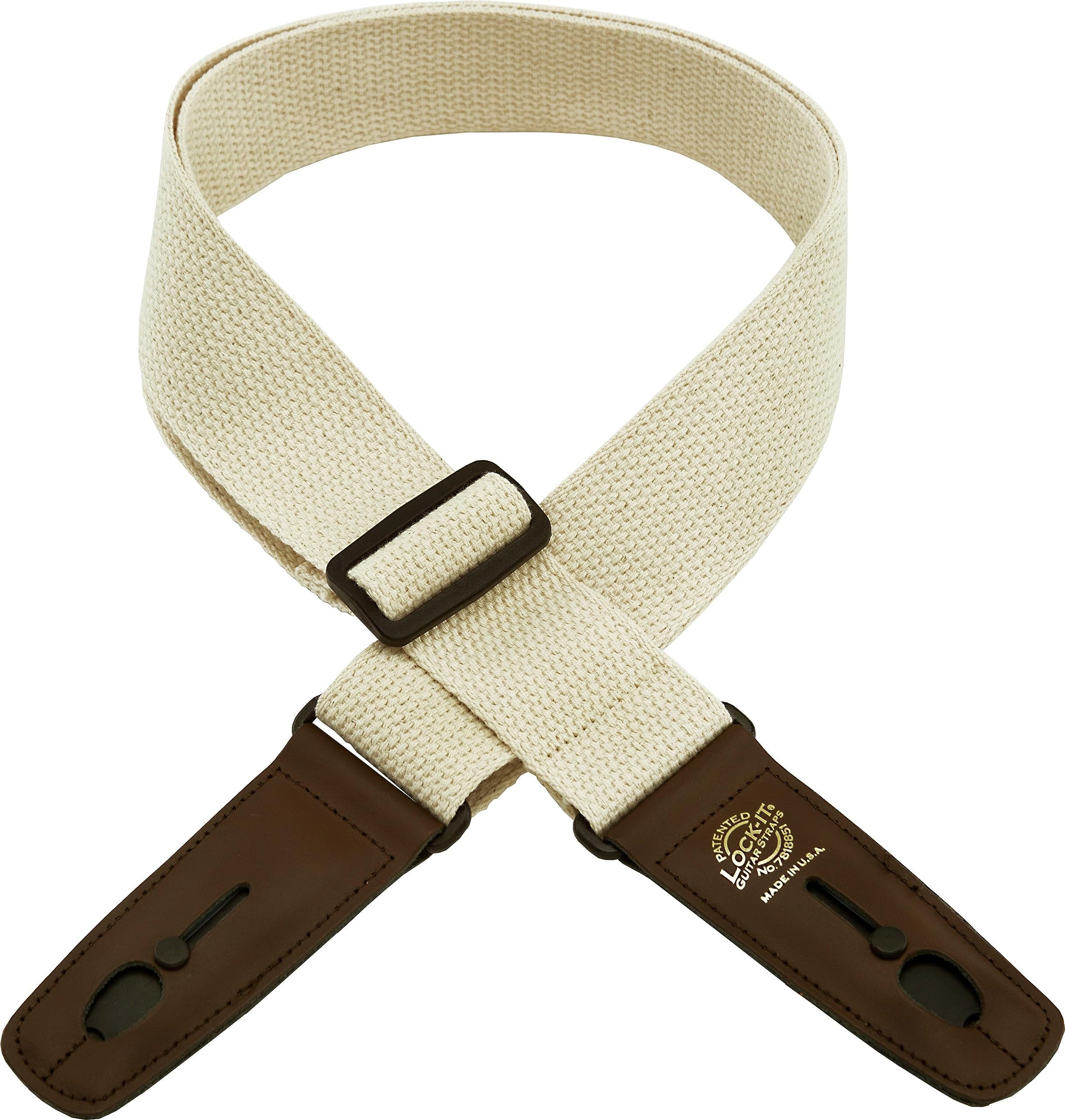 Lock-It Straps LIS 049C2-NAT/BRN Guitar Strap - Natural