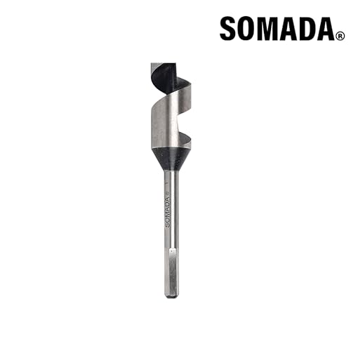 SOMADA 1-Inch x 12-Inch Auger Drill Bit for Wood, Hex Shank 3/8-Inch, Ship Auger Long Drill Bit for Soft and Hard Wood, Plastic, Drywall and Composite Materials