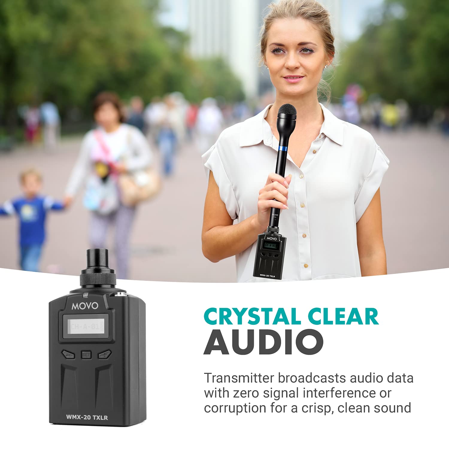 Movo 48-Channel UHF Wireless XLR Transmitter and Receiver - Plug-in XLR Transmitter for Shotgun Mic, Lav Mic, or Dynamic Microphone for Singing - Mic Adapter Turns XLR Wired Microphone Into Wireless