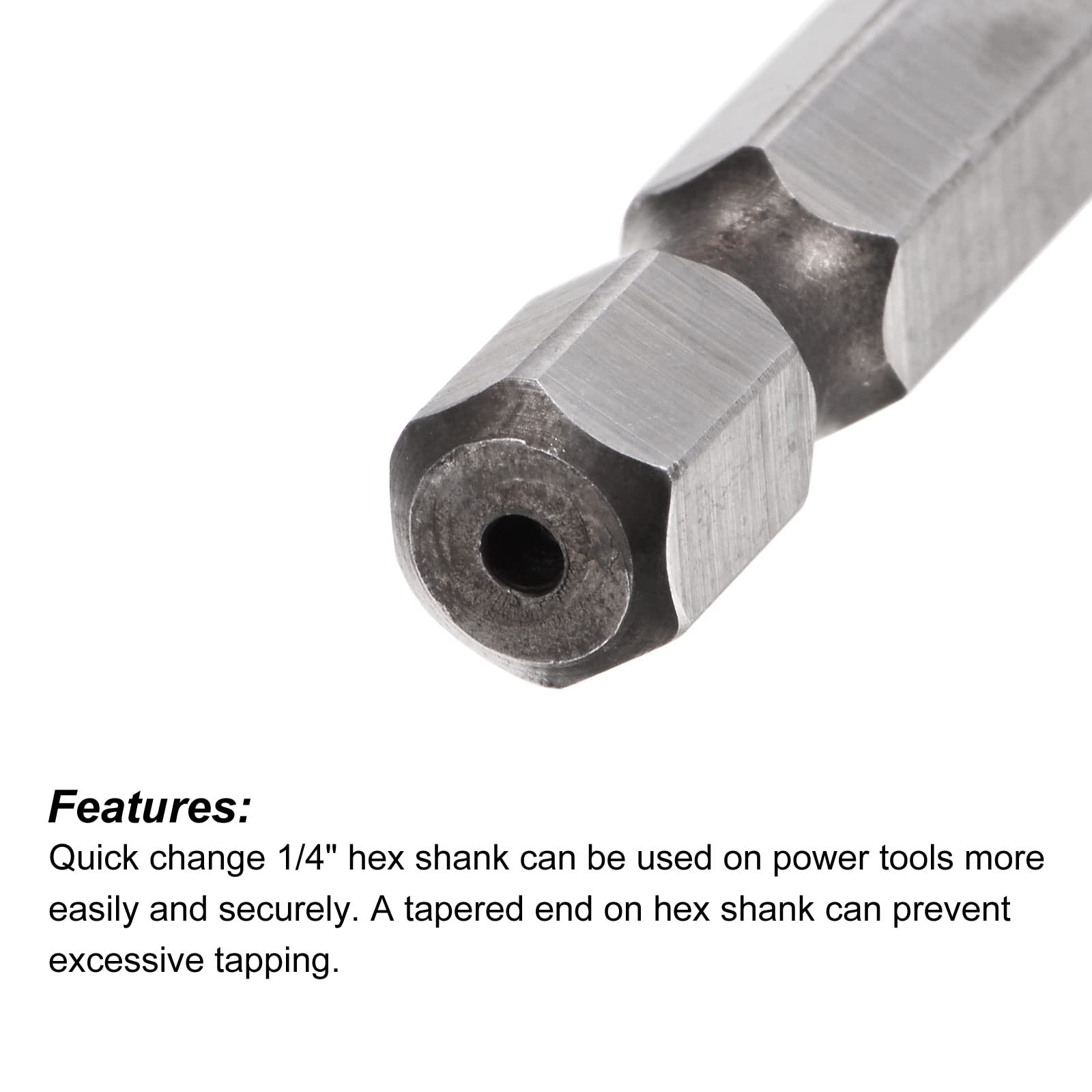 uxcell Combination Drill and Tap Bit, 1/4" Hex Shank M8 x 1.25 Metric Titanium Coated High Speed Steel 4341 Spiral Flute Drilling Tapping Tool Extra Long 2pcs