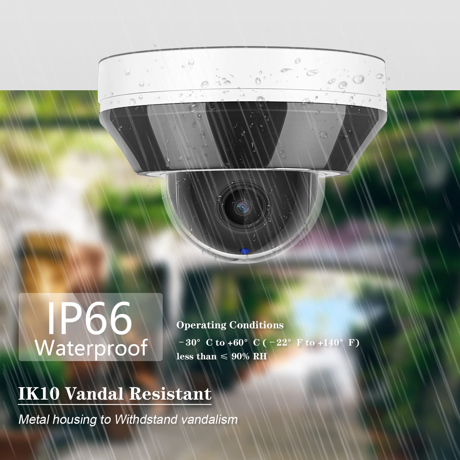 VIKYLIN 6MP Mini PTZ PoE IP Dome Camera with Pan/Tilt 3X Optical Zoom 2.8-8mm, Built-in Mic, Human/Vehicle Detection, 98ft IR Night Vision, IP67 Waterproof Indoor Outdoor Security Camera