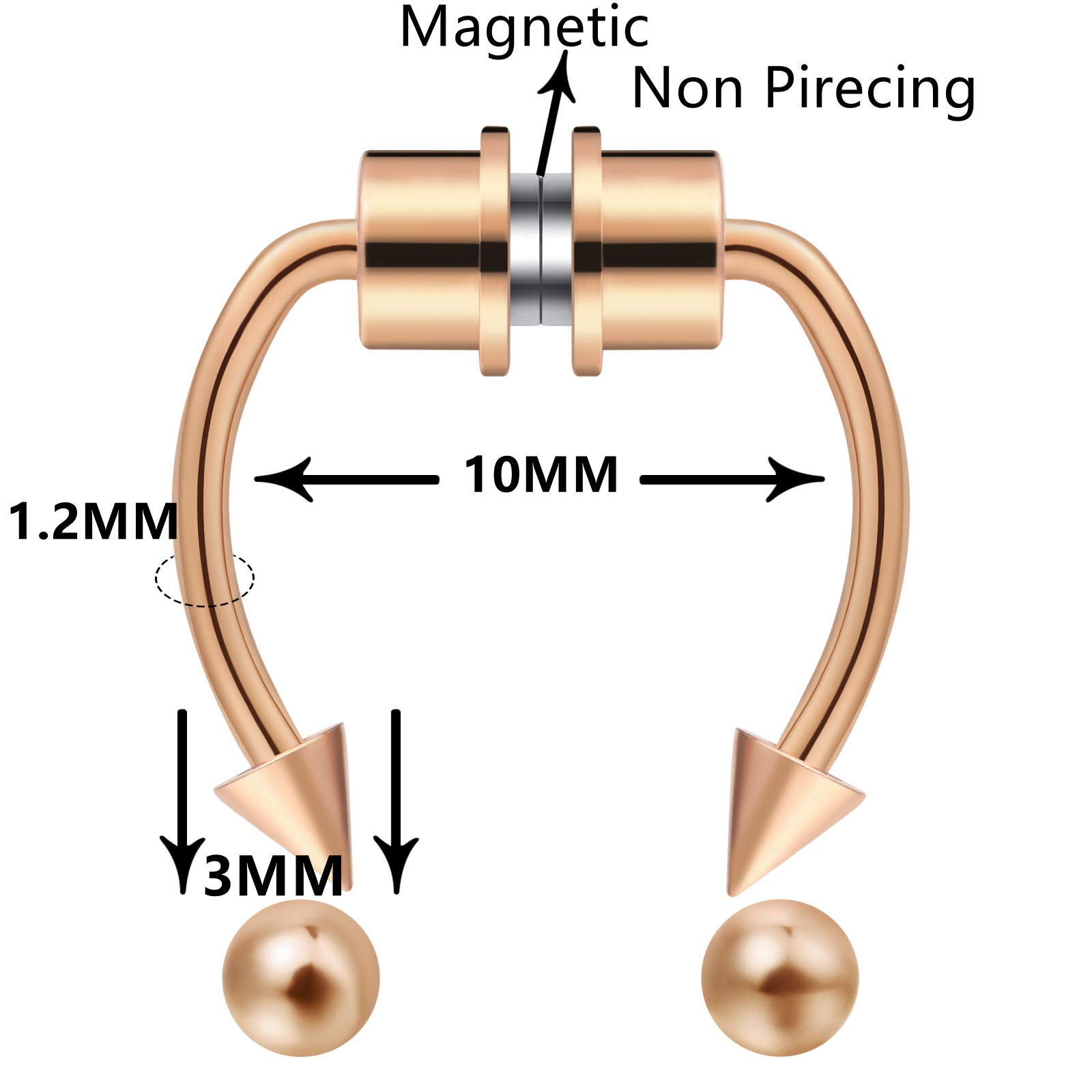 outerunner Fake Nose Ring Septum Piercing Magnet Magnetic Nose Hoop Rings Faux Septum Rings Non Piercing Clip On Nose Hoop Rings
