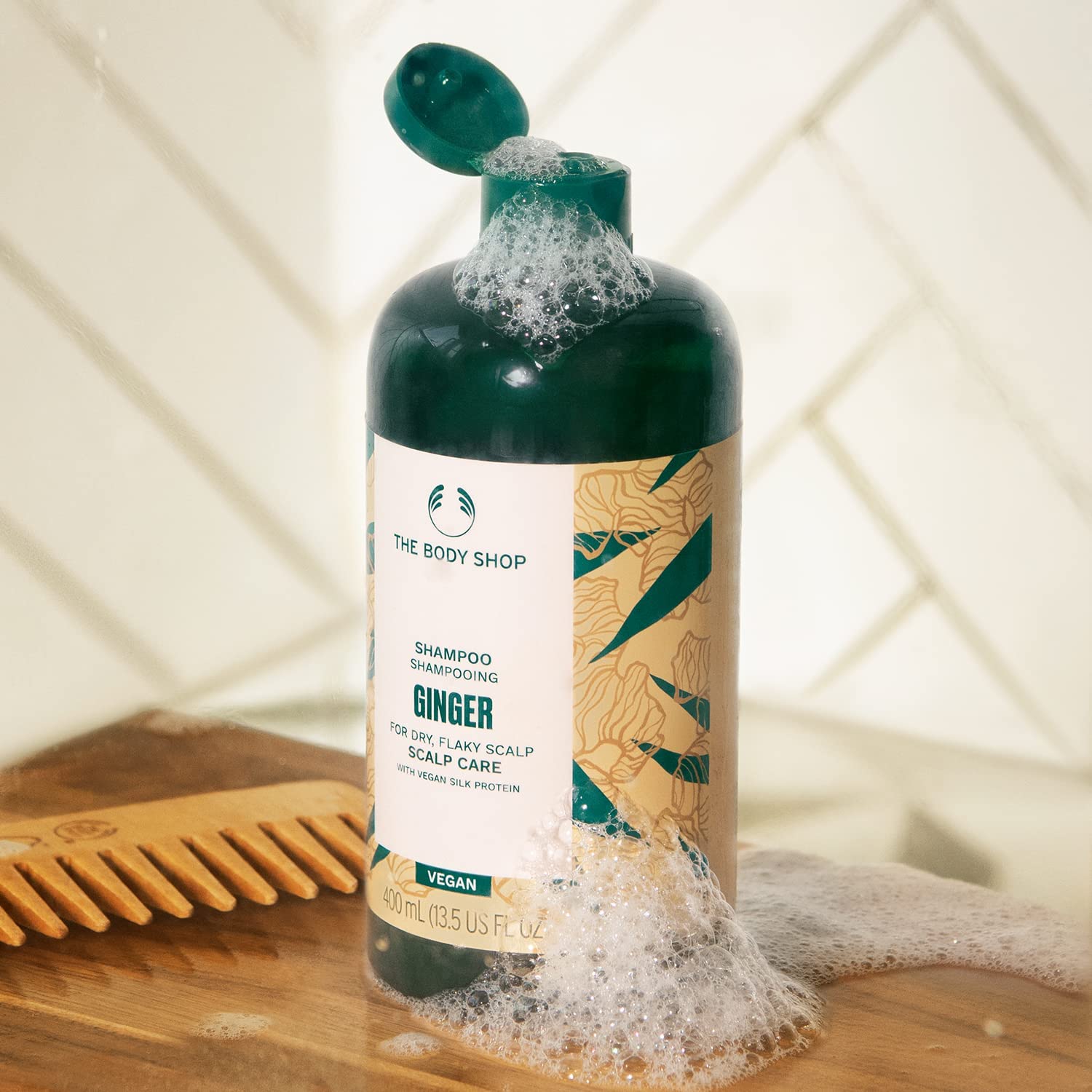 The Body Shop Ginger Scalp Care Shampoo β For Dry, Flaky Scalps β With Vegan Silk Protein β 400ml