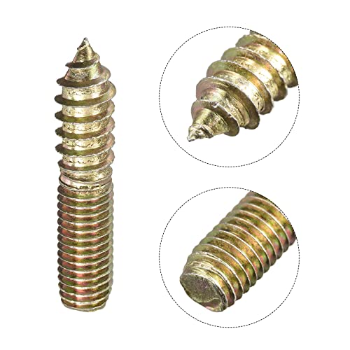 uxcell M10x50mm Hanger Bolts, 30pcs Double Ended Thread Dowel Screws for Wood Furniture Connecting