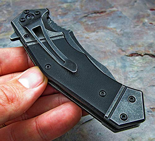 VORTEK SPROCKET: Black G10 Handles, Ball Bearing Pivot System, 8Cr13MoV Drop Point Blade, Great Everyday Carry Knife EDC with Stainless Steel Pommel