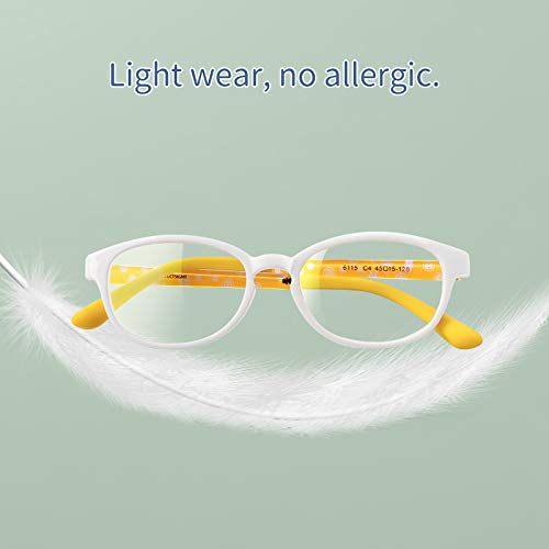 PERFECTSIGHT Blue Light Blocking Glasses for Kids Boys & Girls Frame TR90 Flexible Strap Anti-Eyestrain Headache and UV Age 4-12 (C6115-C4)
