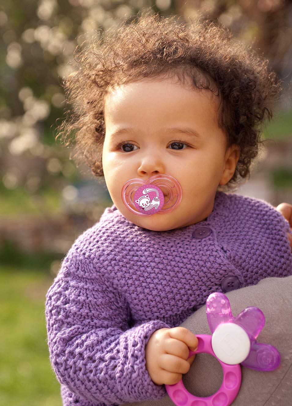 MAM Perfect Baby Pacifier, Patented Nipple, Developed with Pediatric Dentists & Orthodontists, 1 Pack, 6-16 Months, Girl