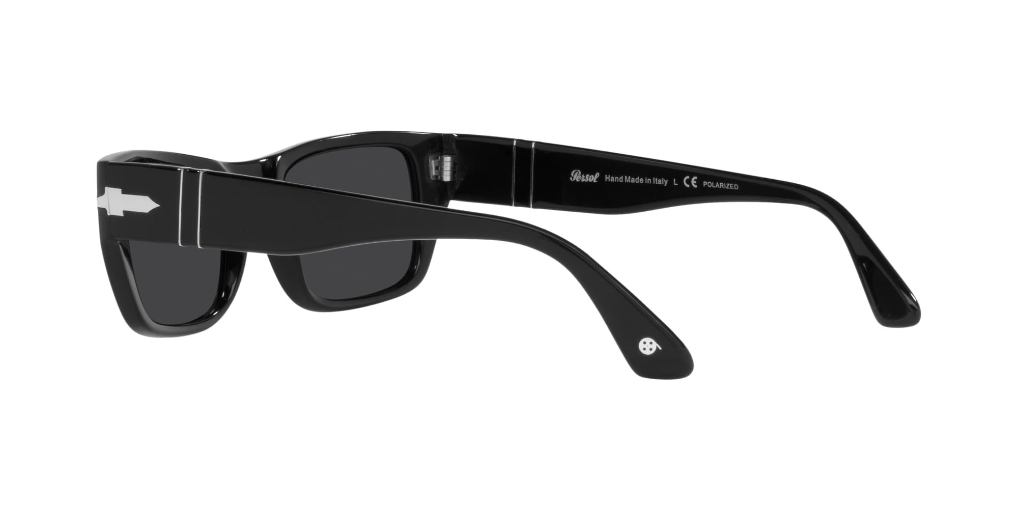 Persol PO3268S Rectangular Sunglasses, Black/Green Polarized, 53 mm