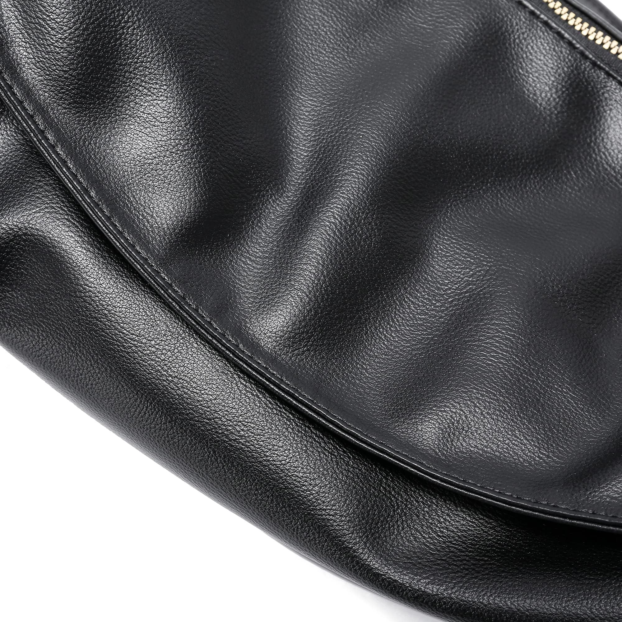 SUANNI Leather Crossbody Bags for Women,Large Capacity Luxury Shouler Bag,Soft Moon Shape Dumpling bag Solid Handbag Purse (Black)