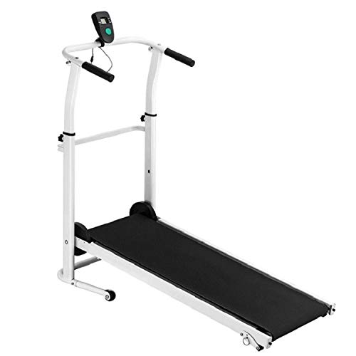 QBQCBB Home Fitness LED Display Foldable Manual Treadmill Working Machine Aerobic Fitness Exercise Tilt Home Equipped with High-Precision Running Belt Training (AS Shown, one Size)