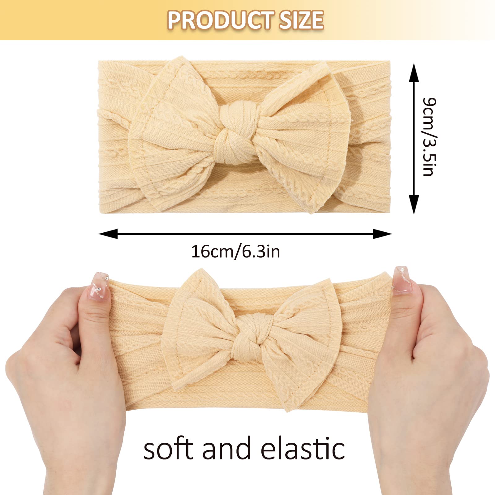 Whaline Baby Girls Boho Floral Elastic Nylon Headbands - Soft Stretchy Head Wraps with Hair Bows for Infant, Toddler, 6Pcs