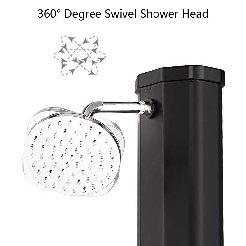 VINGLI Solar Heated Shower, 9.3 Gallon Outdoor Shower with Shower Head and Foot Shower Tap,for Outdoor Backyard Poolside Beach Pool Spa,Black (9.3 Gallon)