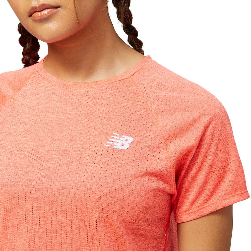 New Balance Women's Impact Run Short Sleeve 22, Electric RED Heather, S