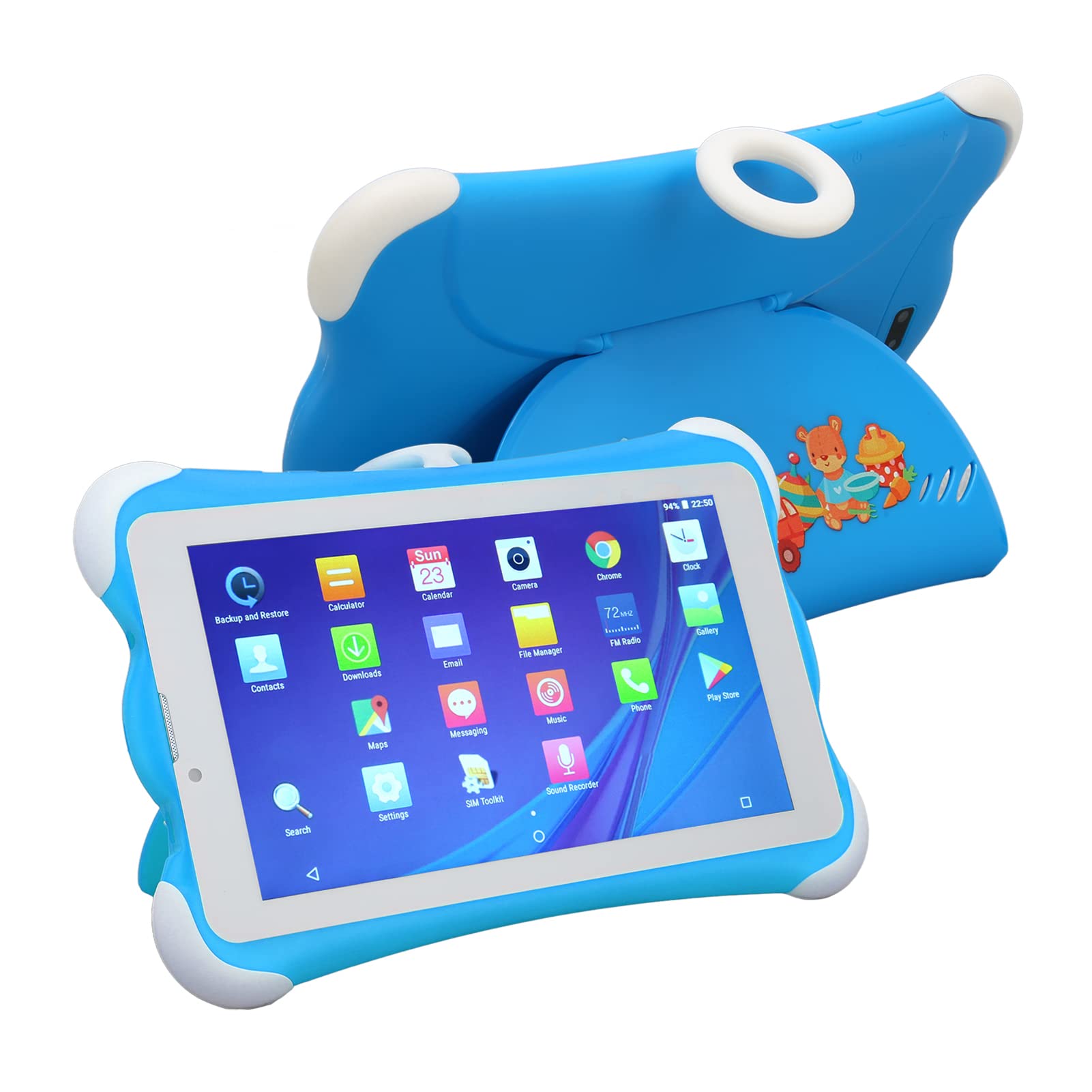 VINGVO 7 Inch Toddler Tablet Kids Tablet 3GB RAM 32GB ROM Blue Call Animation for Education (US Plug)
