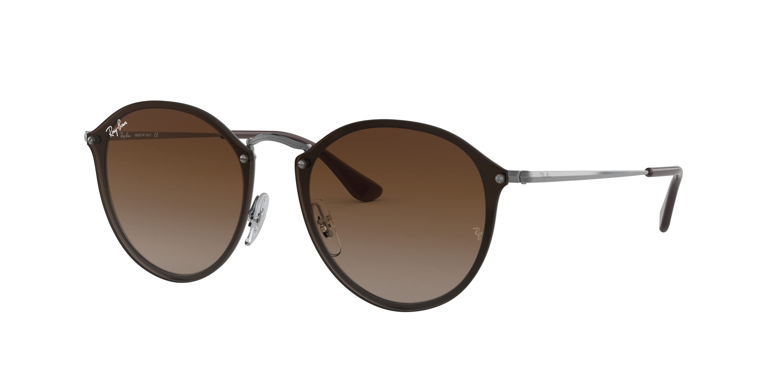 Ray-Ban RB3574N Blaze Round Sunglasses, Demi Gloss Black/Grey Gradient Dark Grey, 59 mm