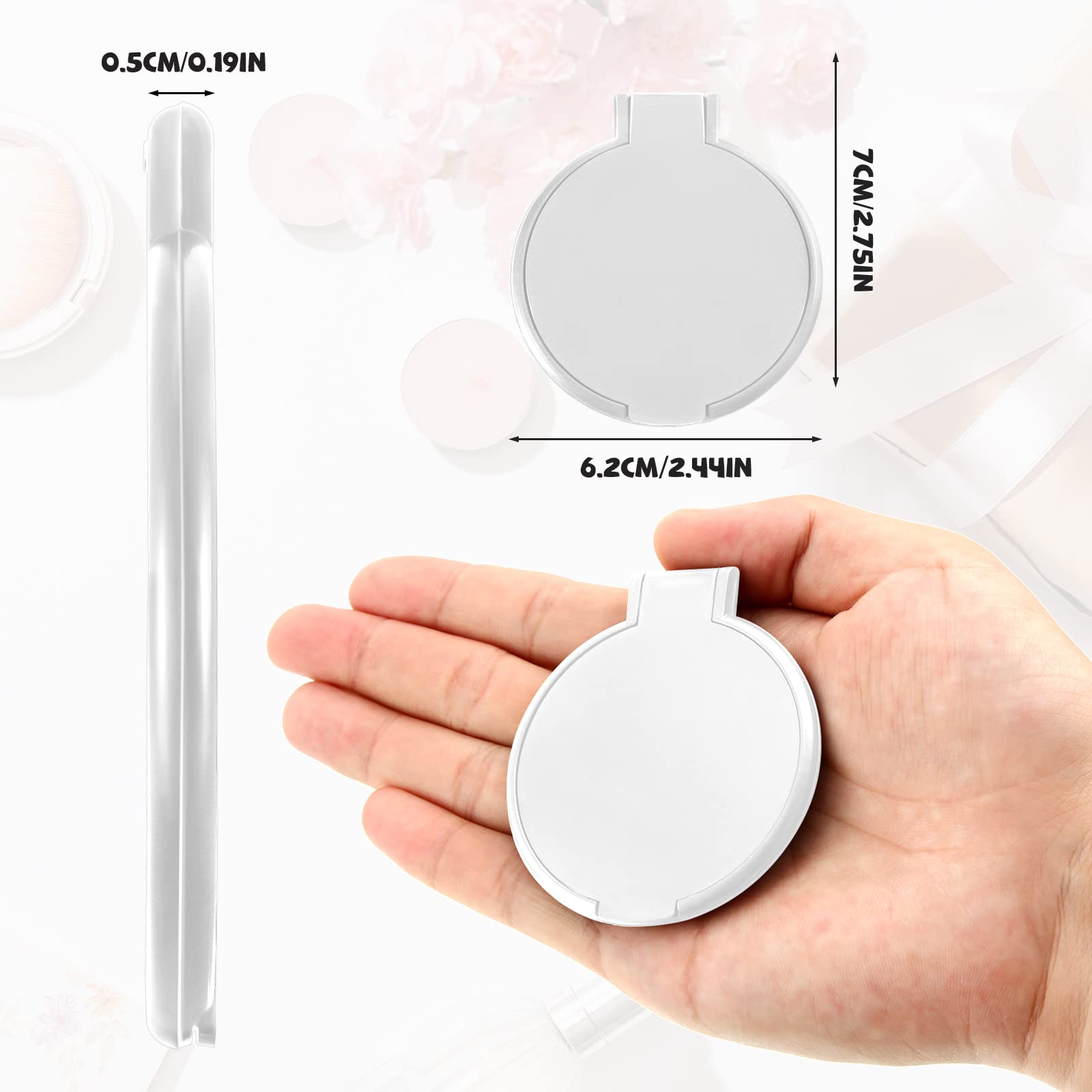Yalikop 72 Pieces Round Mirror Compact Mirror Mini Folding Mirror Portable Round Mirror Makeup Mirror for Women Travel Daily Use(White)