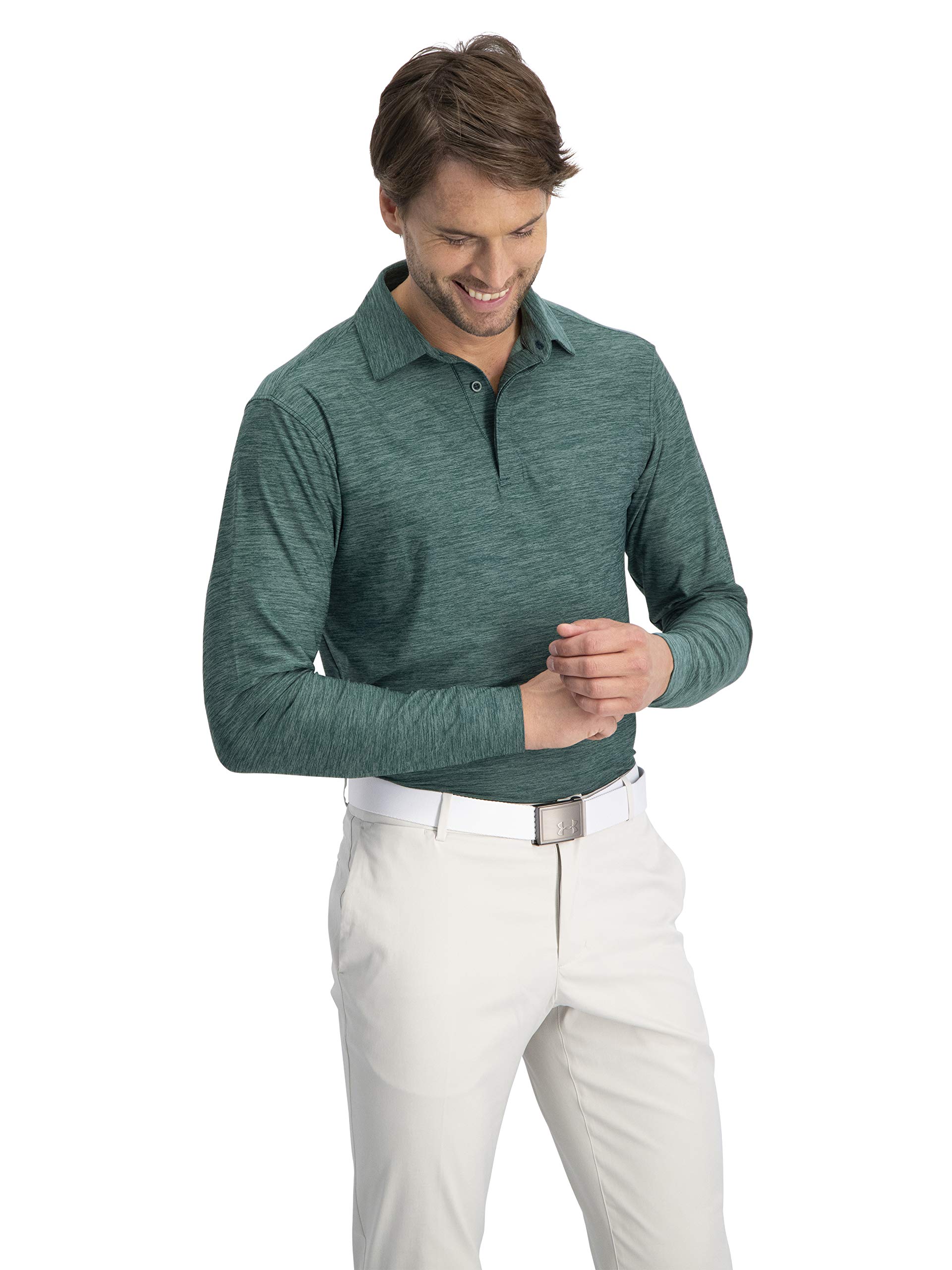 Men's Dry Fit Long Sleeve Golf Shirt - Quick Dry Polo Shirts - UPF 30, Stretch Fabric Royal Blue