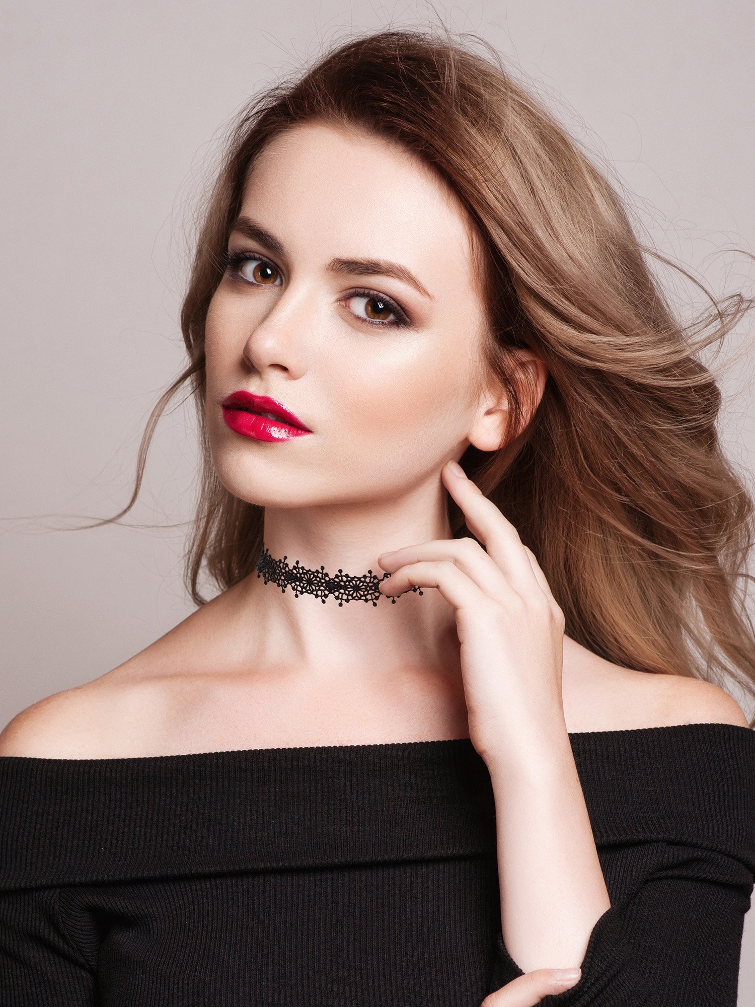 Mudder Choker Necklace Black Choker Lace Choker Gothic Necklace for Women Girls, Black, 6 Pieces