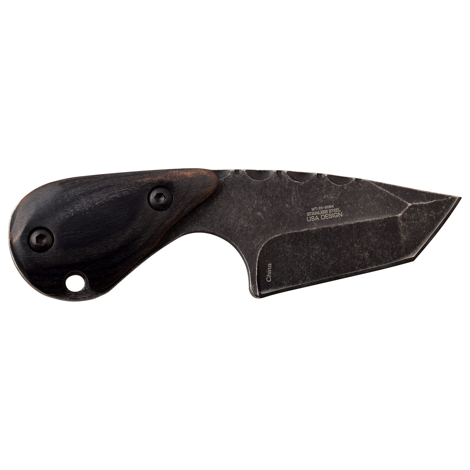 MTECH USA β Fixed Blade Knife β Stonewashed Finish Stainless Steel Tanto Blade with Black Wood Handle, Full Tang, Includes Black Nylon Sheath - Hunting, Camping, Survival, Tactical, EDC β MT-20-90BK