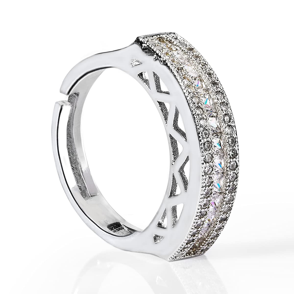 Mozume Cubic Zirconia Engagement Ring Eternity CZ Wedding Anniversary Band For Women Size 7