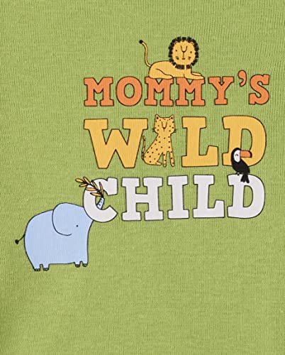 The Children's Place Baby Boys' Short Sleeve 100% Cotton Bodysuits 5 Pack, Safari, 18-24 Months