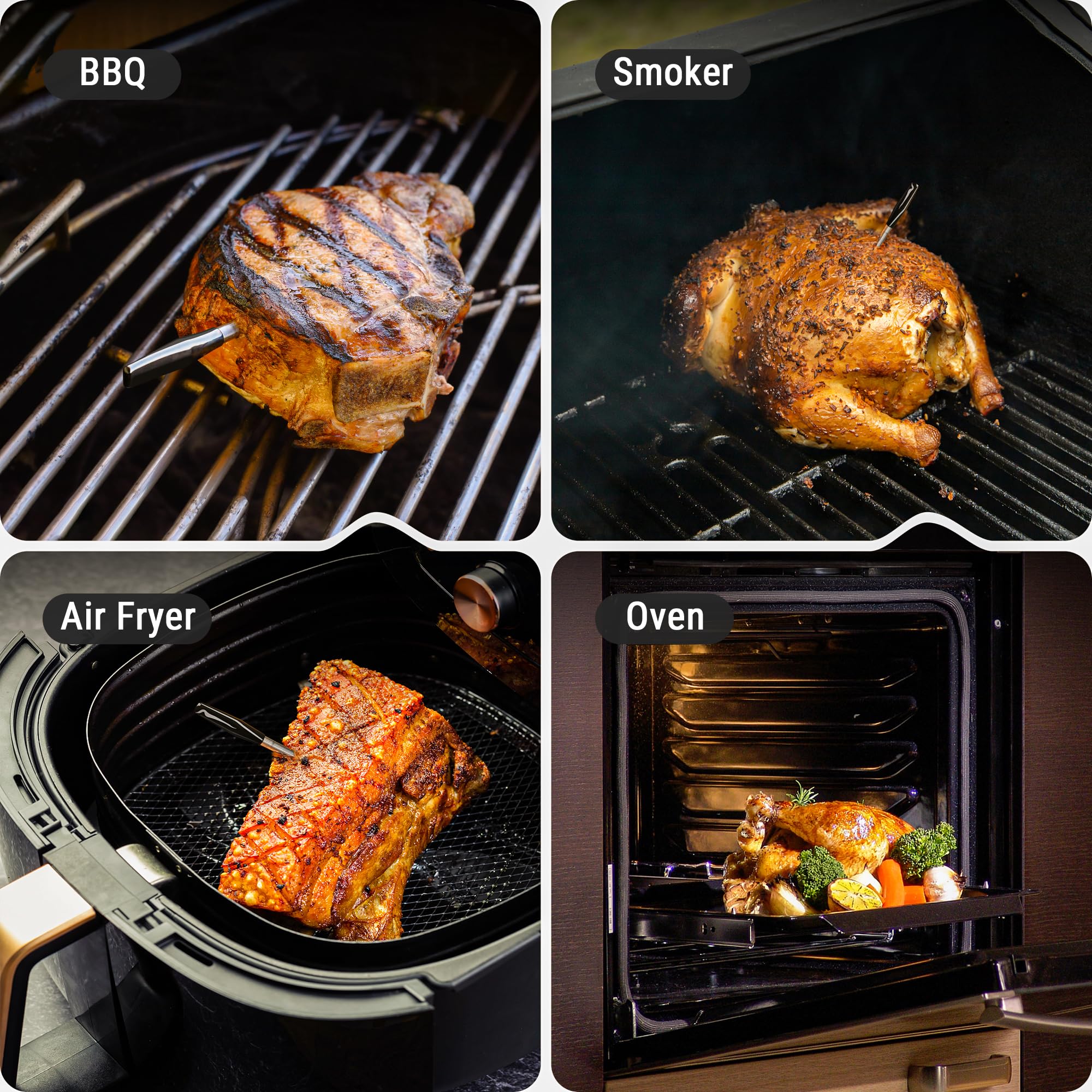 Thermopro TempSpike 600 ft Wireless Meat Thermometer with Ultra-Thinner Probe, Meat Thermometer Digital Wireless with LCD Booster, Bluetooth Meat Thermometer for BBQ Grill Smoker Rotisserie Sous Vide
