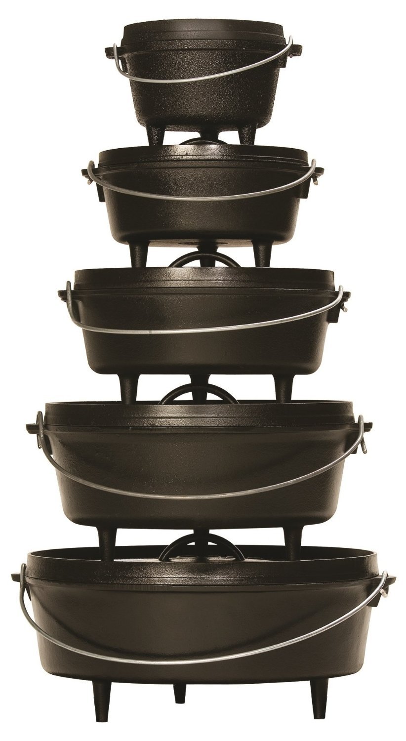 Lodge 8 Quart Pre-Seasoned Cast Iron Camp Dutch Oven with Lid - Dual Handles - Use in the Oven, on the Stove, on the Grill or over the Campfire - Black