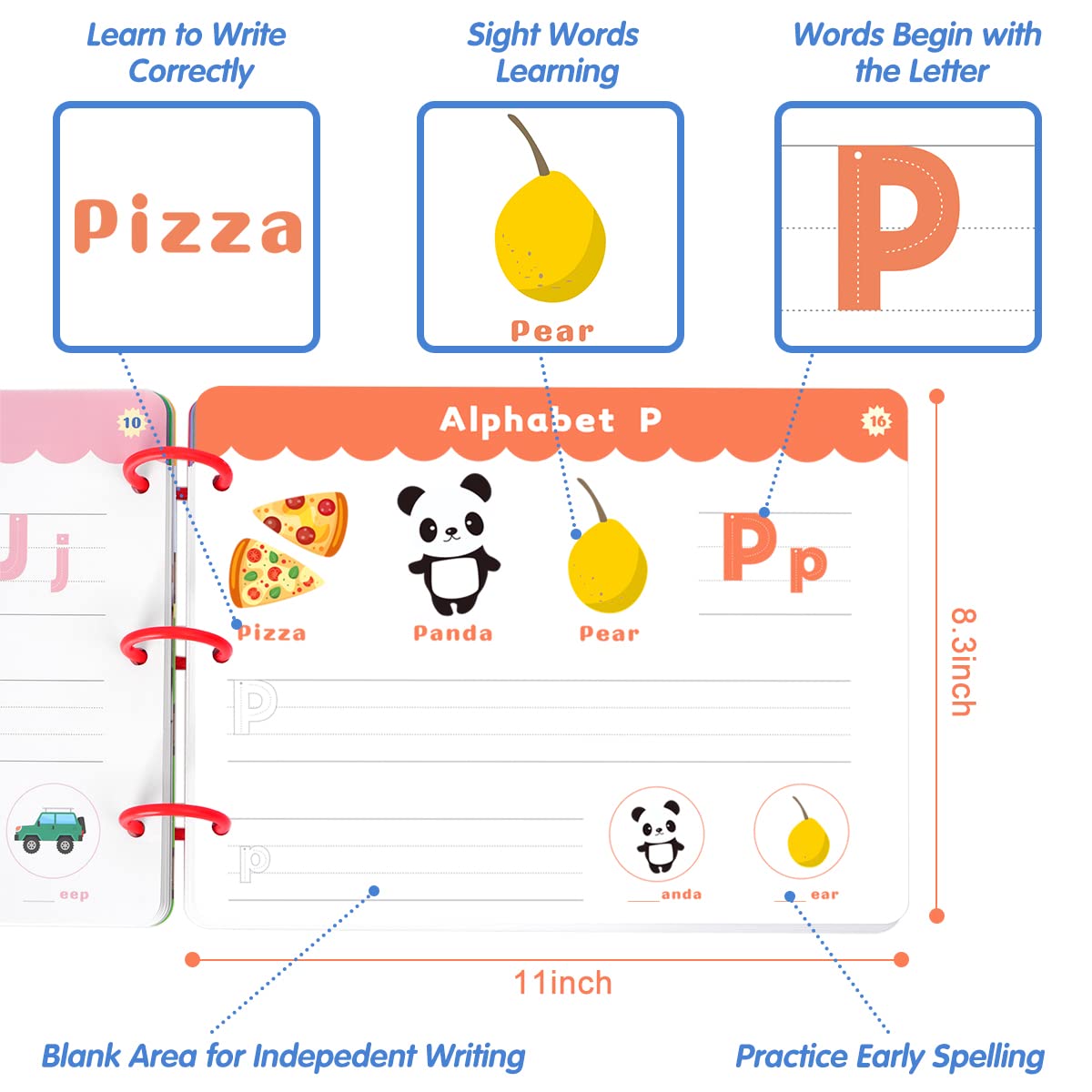 shirylzee Preschool Learning Activities for Kids, 6 Themes Prek Handwriting Practice Activity, Educational Montessori Toys for 3 4 5 6 Year Old Reusable Activity Mats with 2 Dry Erase Markers