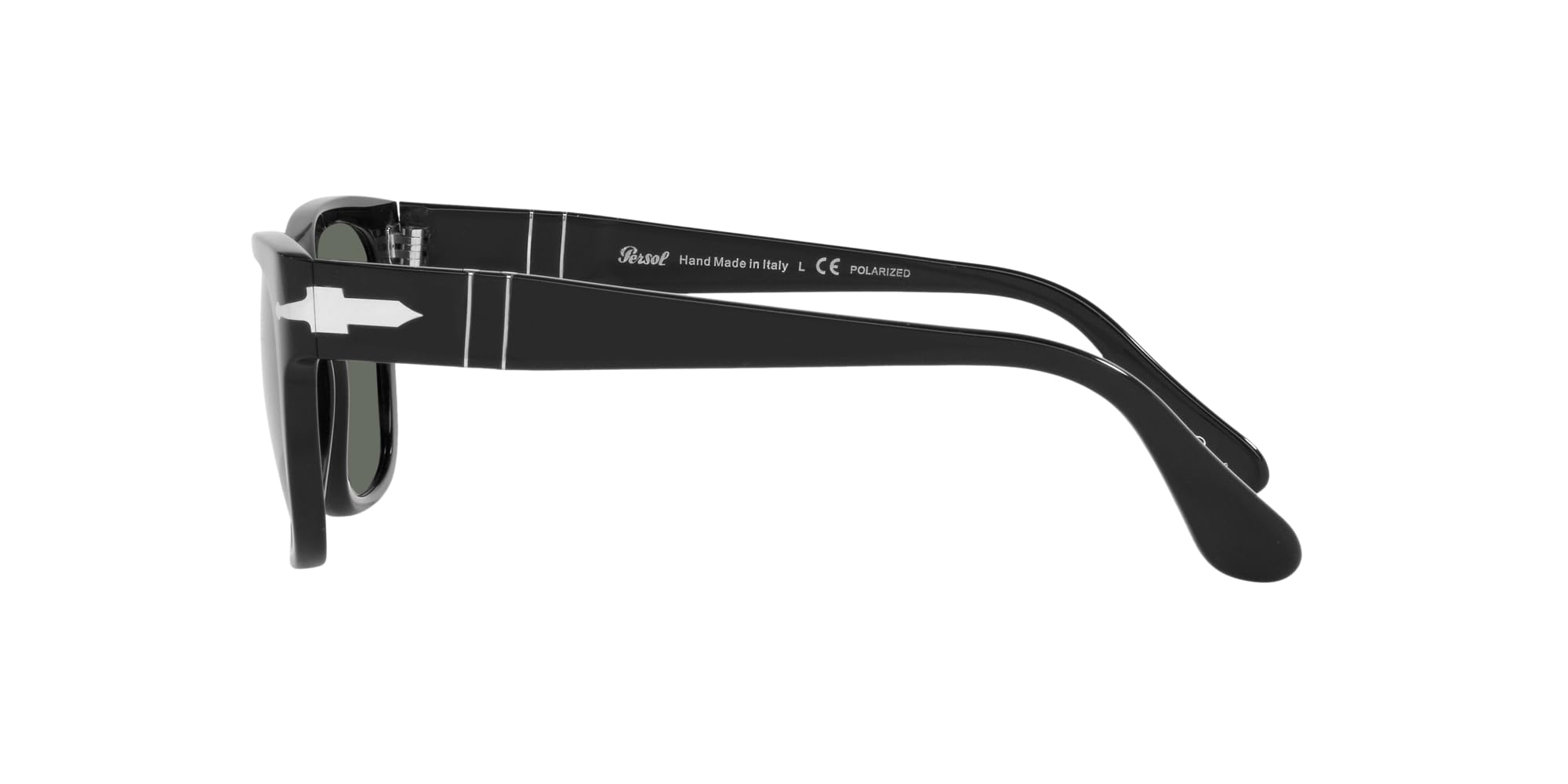 Persol PO3269S Square Sunglasses, Black/Green Polarized, 52 mm