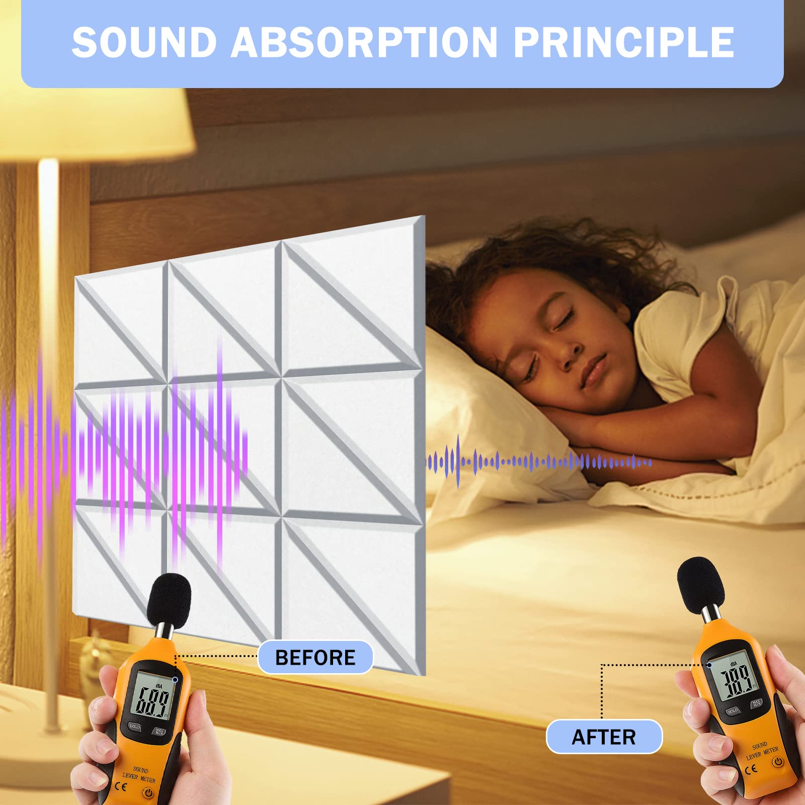 SHJADE Self-Adhesive Acoustic Panels, 12 Pcs 12" X 12" X 0.4" Sound Absorbing Panels, High Density Square Acoustical Wall Padding(Silver Grey)