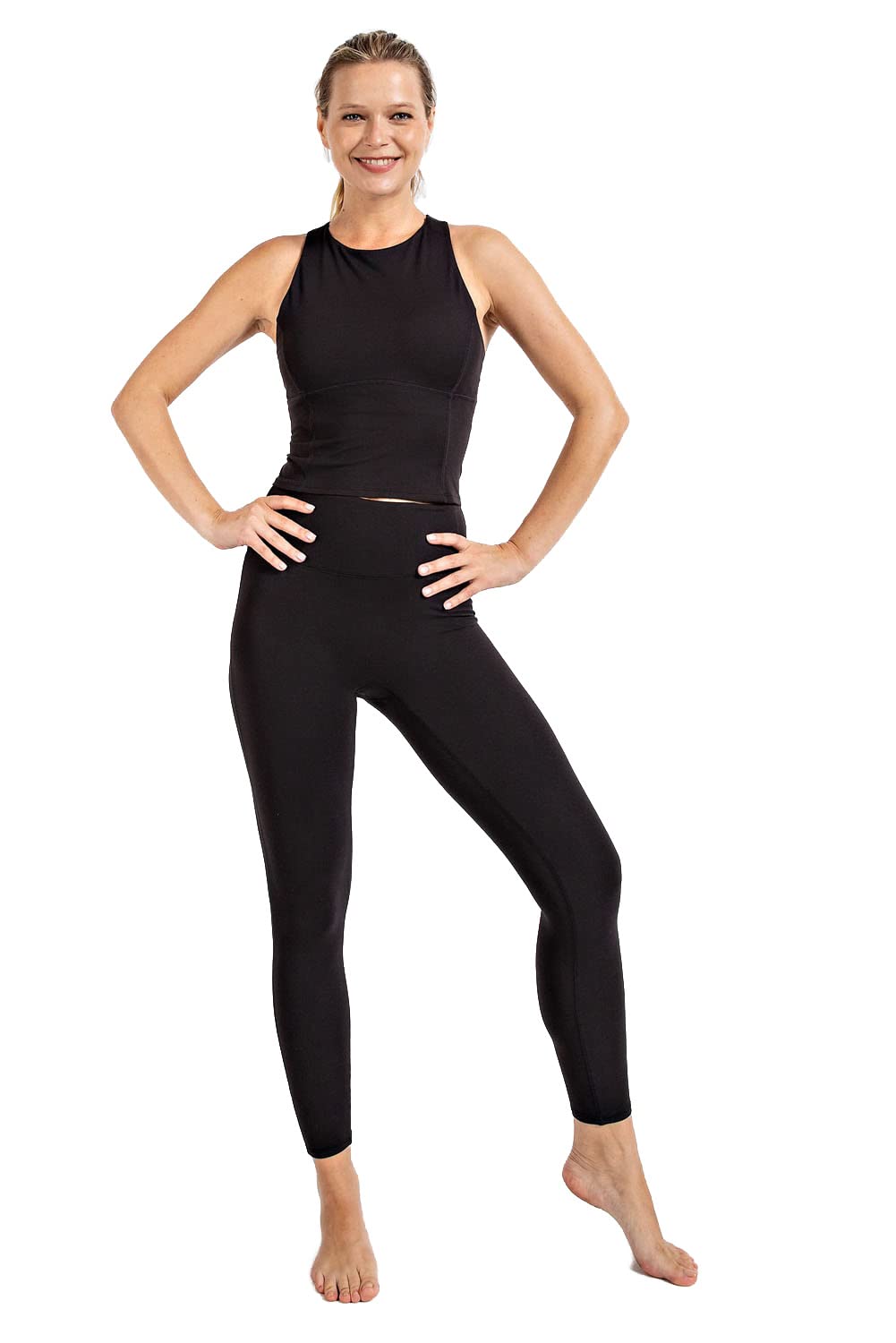 Rae Mode Crop Keyhole Sports Top for Women -Black-Small
