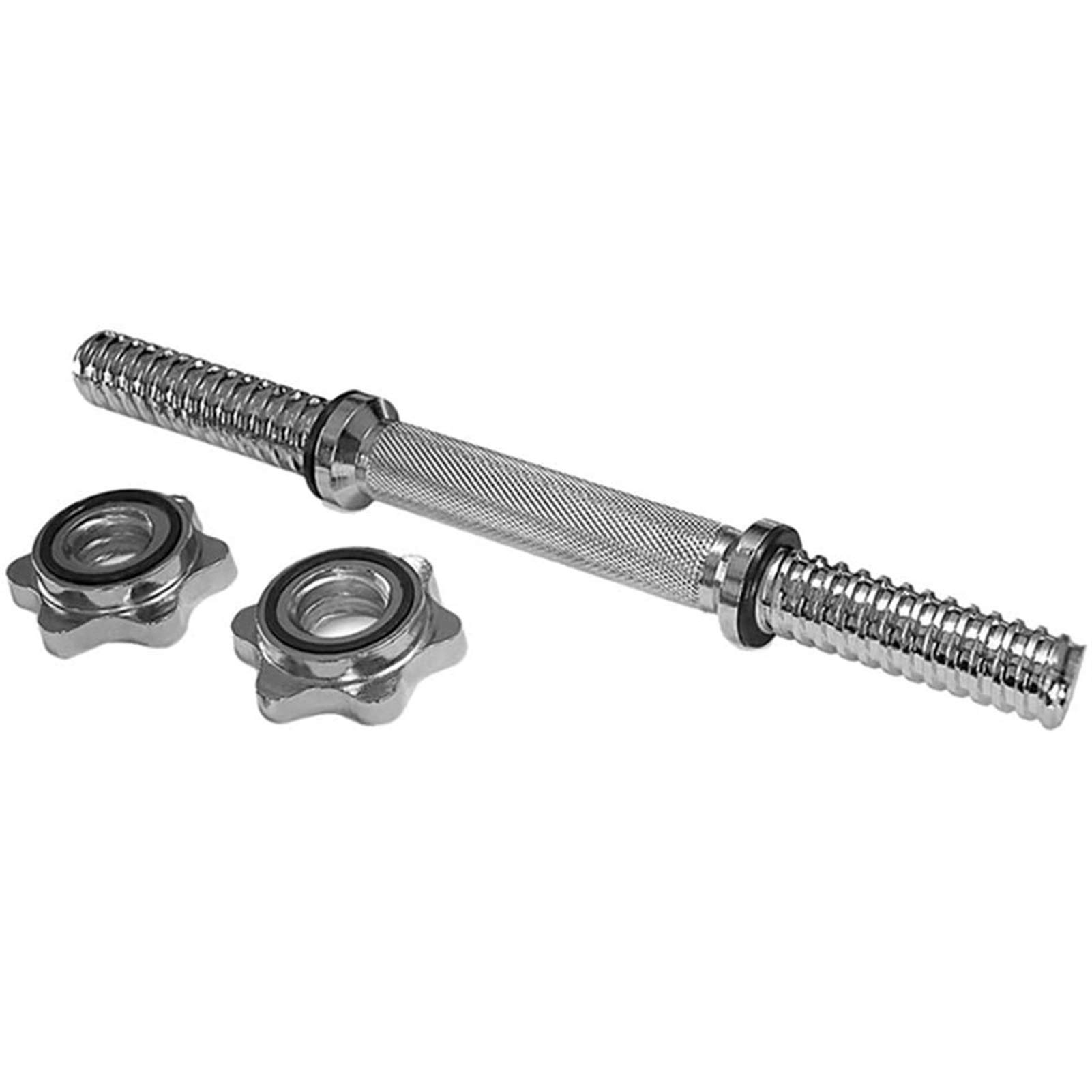 MQQ 2 Pcs 14" Dumbbell Handles, Adjustable Chrome Threaded Dumbbells Bar with Star Collars, for Sport Workout Fitness Barbell Strength Training Weight Accessories