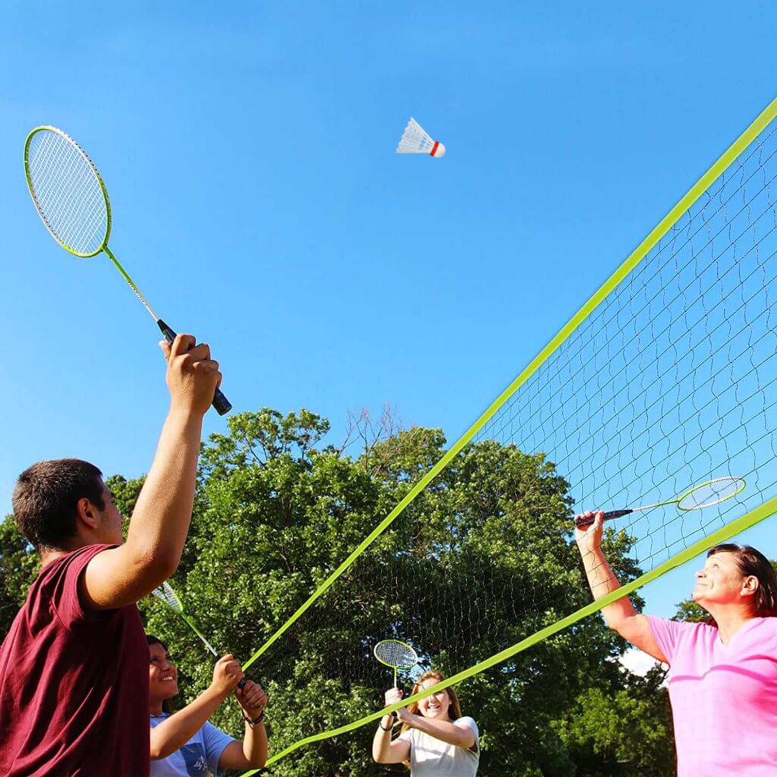 QICHUAN Whizz Badminton Birdies Feather Shuttlecocks, Good Flight and Durable Shuttles for Indoor Outdoor Recreational Game, White Nylon 18 Pack