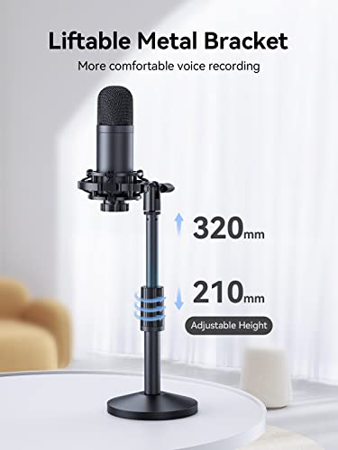 SOOMFON USB Computer Microphone Condenser Podcast Microphone for PC, Recording, Gaming, Streaming, Upgraded Mic with Height Adjustable Stand, Headphone Output, Gain and Volume Knob