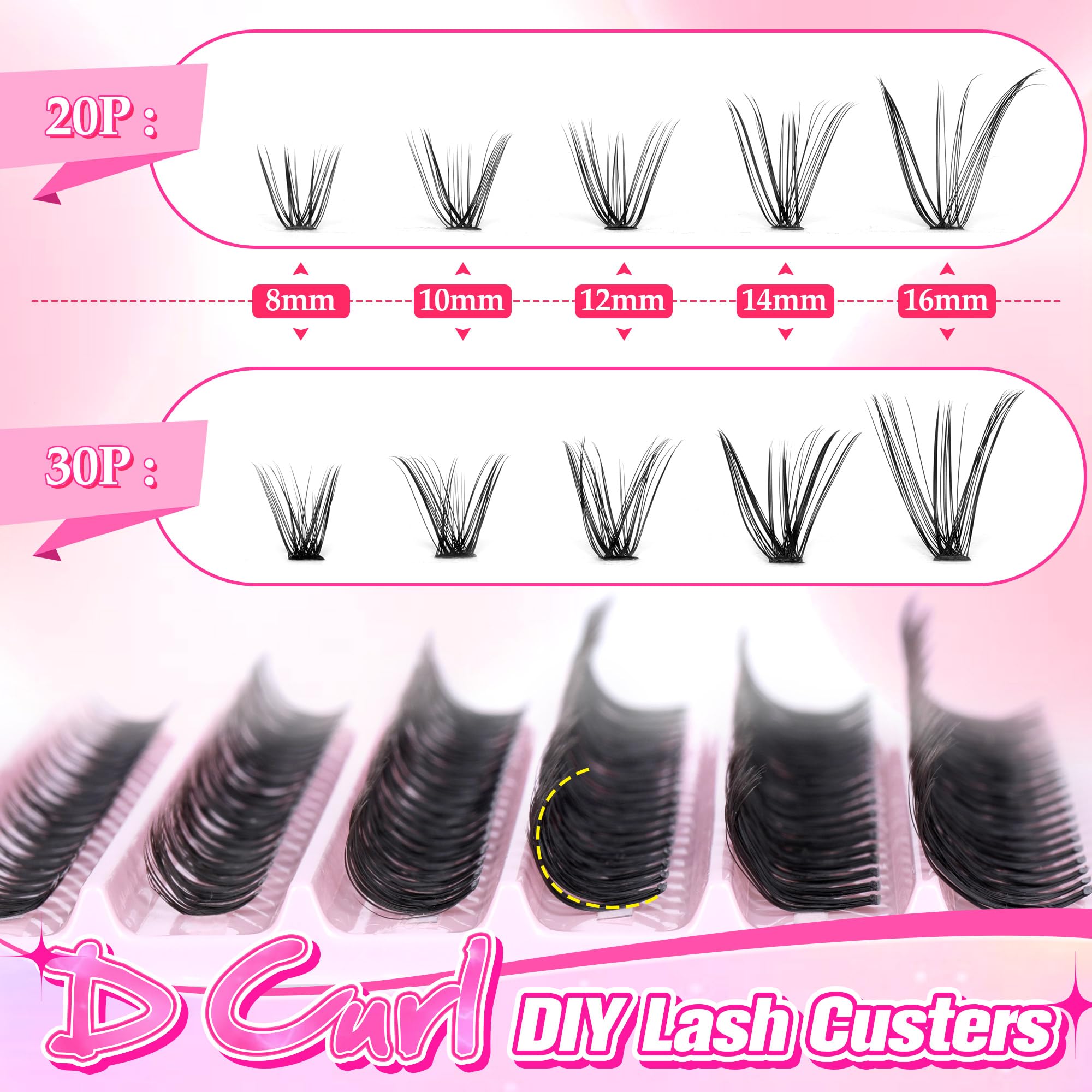 Natural Lash Extension Kit DIY Cluster Eyelash Extension Kit Individual Lashes with Lash Bond and Seal 10-18MM Lash Clusters by HeyAlice (40P, 240PCS, 10-18MM)