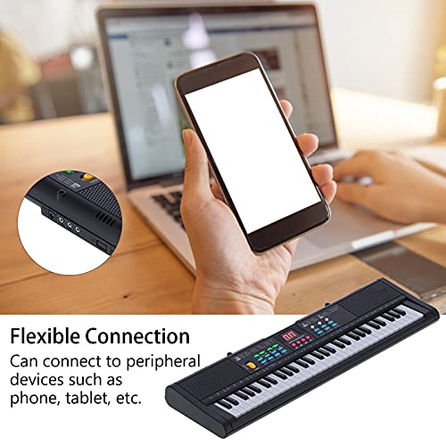 MQ6186 Keyboard Piano Portable 61 Keys Electronic Digital Music Piano Multifunctional with Microphone with Full-Size Keys for Kids Beginners