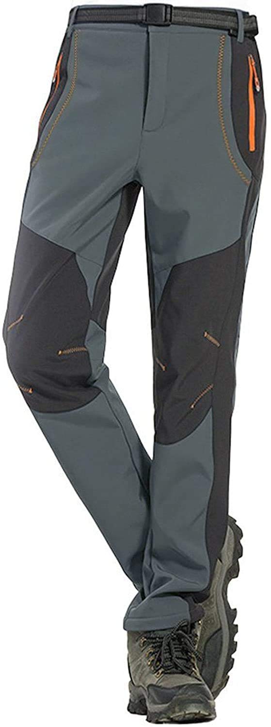 Men's Snow Ski Hiking Pants Waterproof Windproof Fleece Lined Reinforced Knees Winter Work Pants with Zipper Pocket (Dark Grey,M)