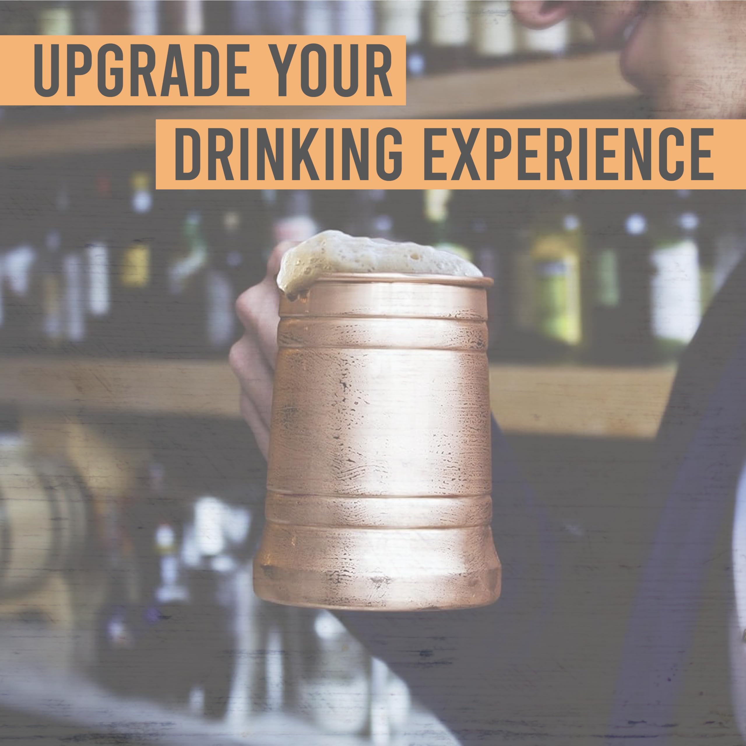 PURE COPPER BEER MUG β Unique Tankard Look - Handmade 100% Pure Copper Beer Stein - Solid Copper,No Lining - Polished Copper Inside & Out - 18 oz β Ice Cold Beer, Moscow Mules, & Recipes E-book