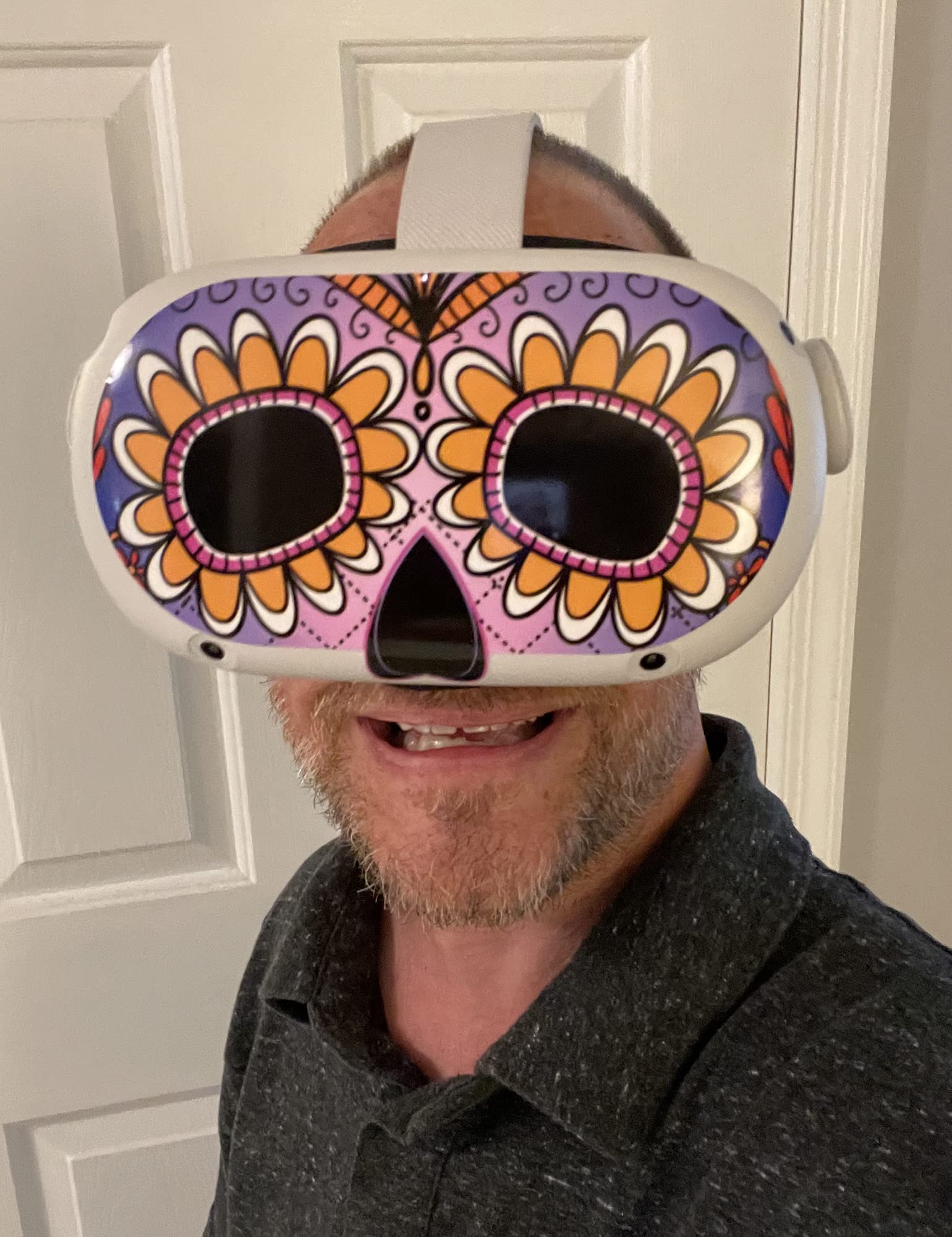 Sugar Skull (Purple) Decal for Quest 2 VR Headset - Meta/Oculus - Glossy Vinyl Sticker