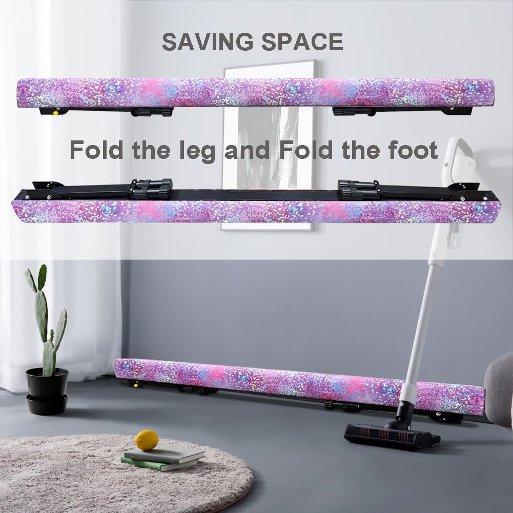Sealoha 8ft Adjustable&Foldable Balance Beam,High-Low Floor Beam Suede Gymnastics Equipment,No Tool Require,Gymnastics Beam for Training,Physical Therapy and Professional HomeTraining (Polychrome)