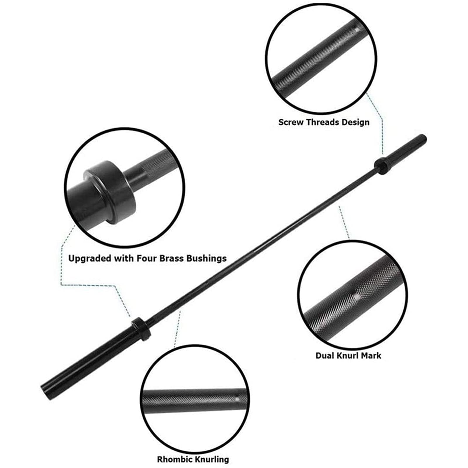 MQQ Dumbbell Bar，with Spring Collars, Biceps Triceps Training Bar 5FT / Load Bearing 170kg Home Gym Weight Training Equipment，Olympic Weightlifting Barbell