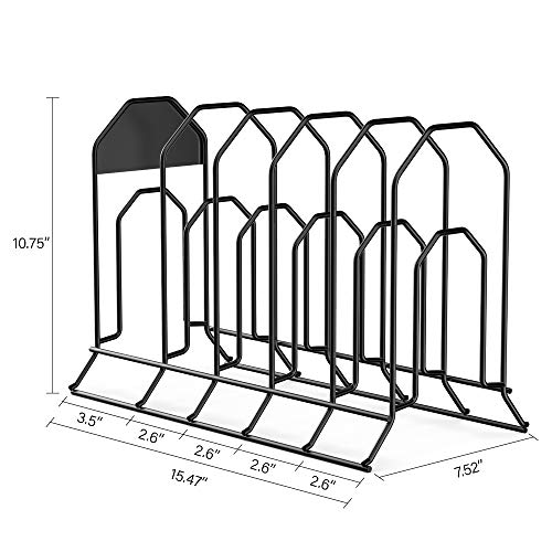 MUDEELA 6 Tier Heavy Duty Pan Organizer, Pan Rack Holds Cast Iron Skillets, Griddles and Shallow Pots, Pan Organizer Rack for Cabinet Kitchen, Durable Steel Construction, No Assembly Required