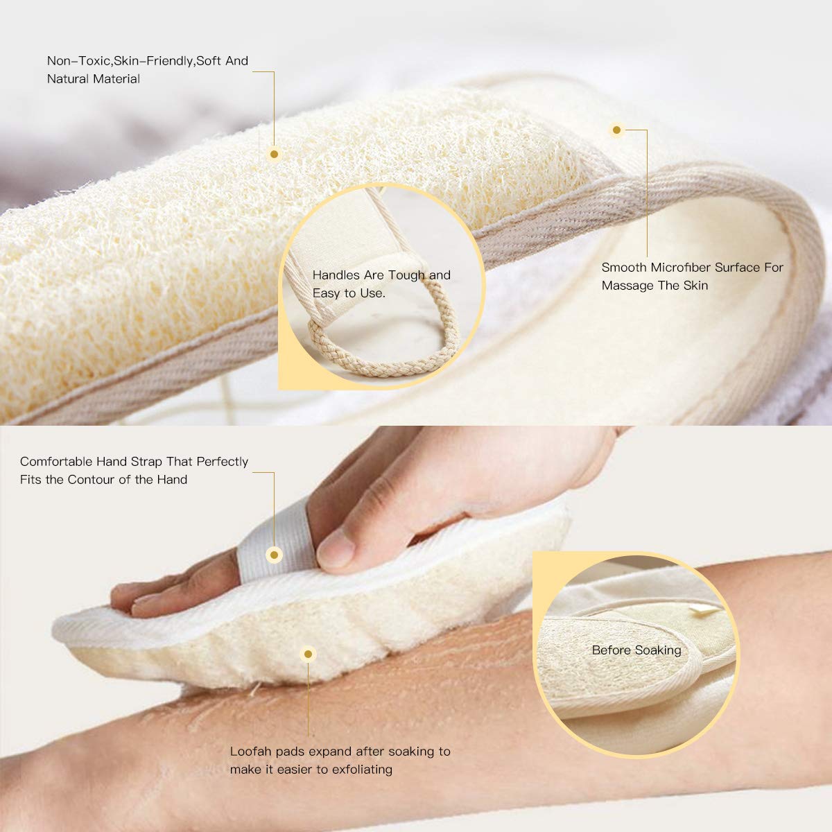 Loofah Exfoliating Back Washer, Back Scrubber for Shower with Exfoliating Loofah Pad for Men and Women, Loofah Sponges Deep Clean Deep Clean Relax Your Body (31.5 inch Length 4 inch Width)