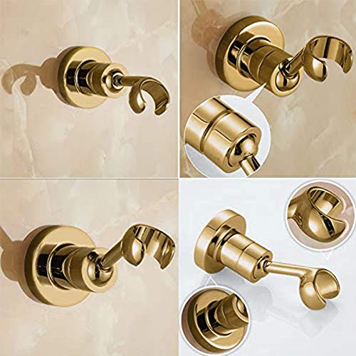 TINTON LIFE Universal Bathroom Adjustable Shower Head Wall Mount Holder Base Removable Bracket Shower Head Adapter For Kids or Adults(Circle Titanium Gold)