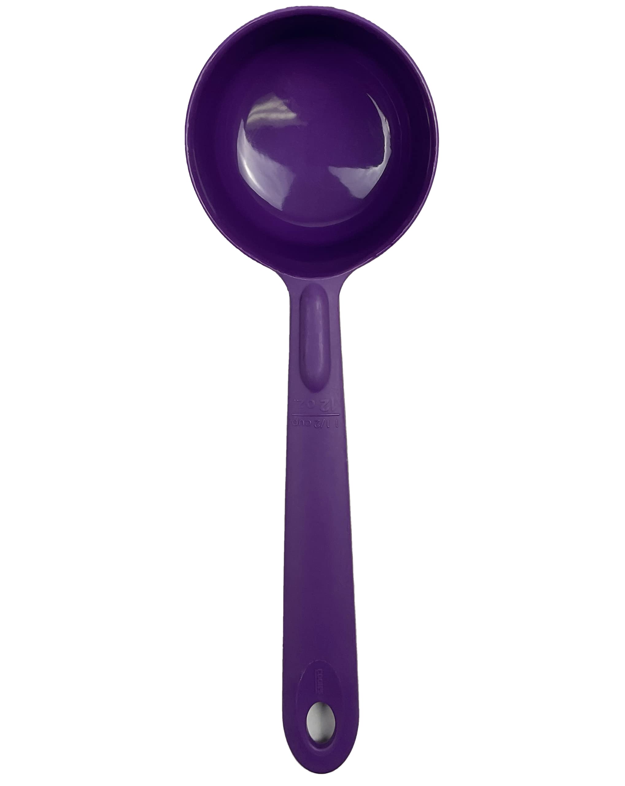 Rite-Size 12 oz. Solid Round Circle Server Portion Utensil, Copolymer Plastic Heat Resistant Professional Cooking Tool, Purple